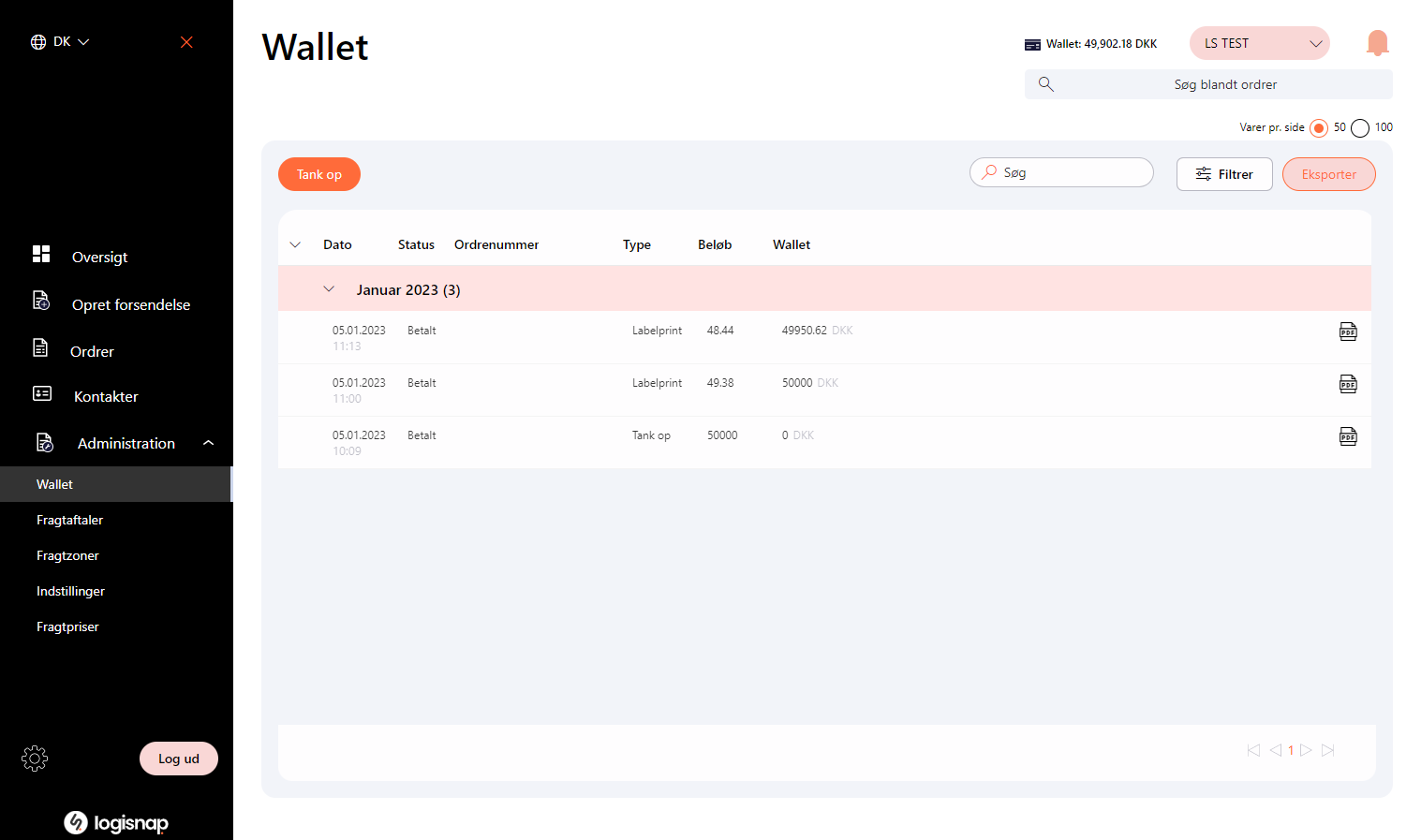 Logisnap | Guide: Wallet overview 💳