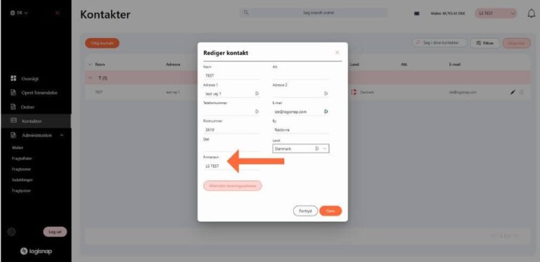 LogiSnap | Guide: Angiv standard afsenderinfo 📨